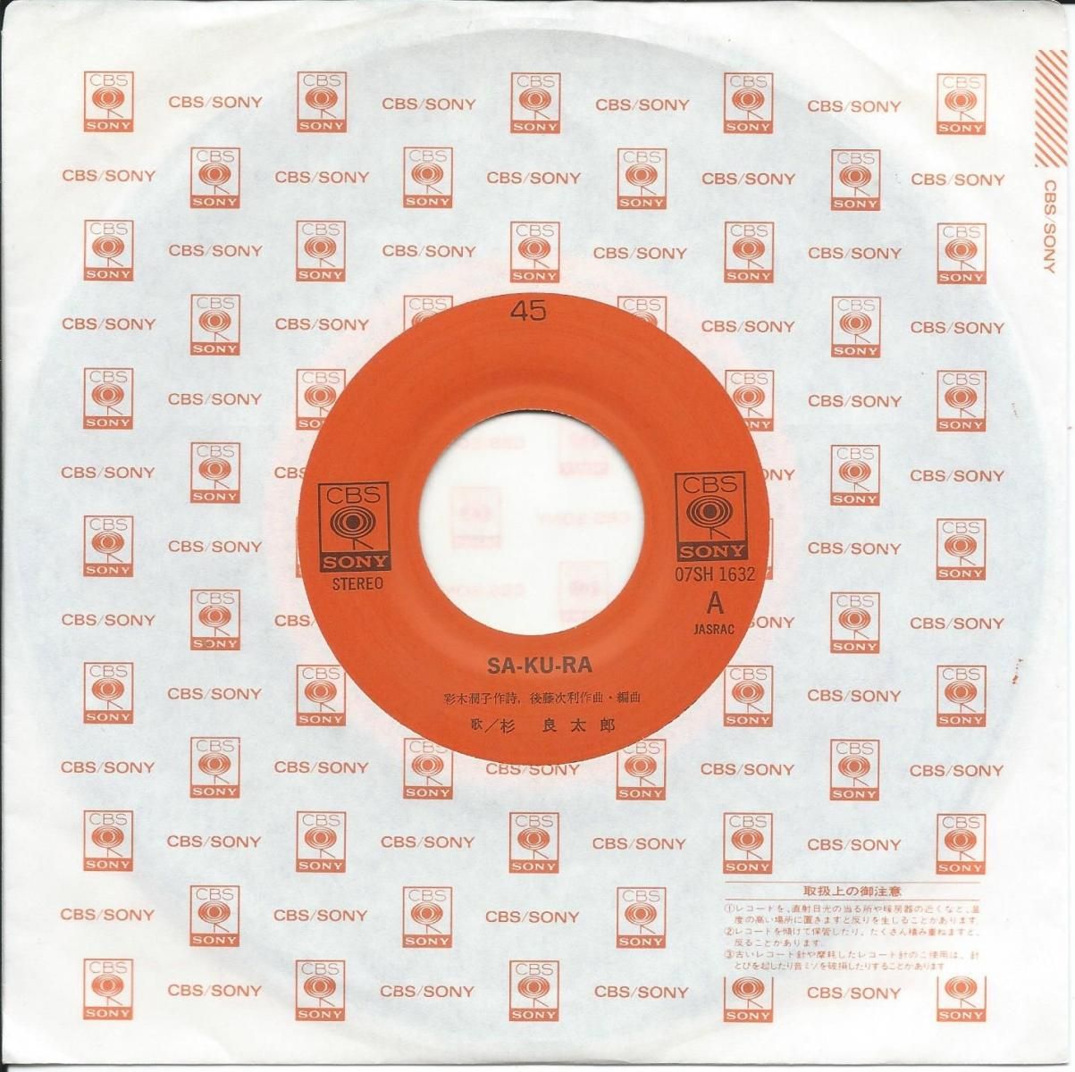 杉良太郎 RYOTARO SUGI / SAKURA / 再会 (後藤次利) (7") - HIP TANK RECORDS