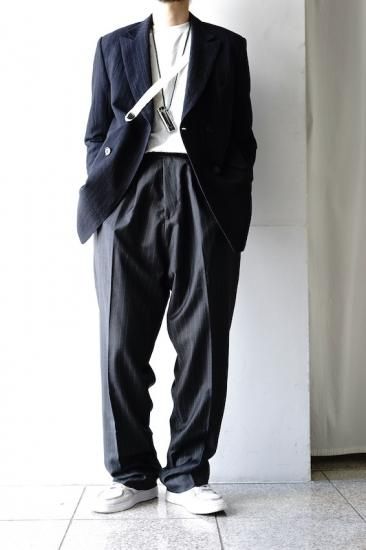 lownn(20SS)/ローン/long wide pants d.grey-st - IDIOME lownn(20SS)/ローン/long wide pants d.grey-st - IDIOME