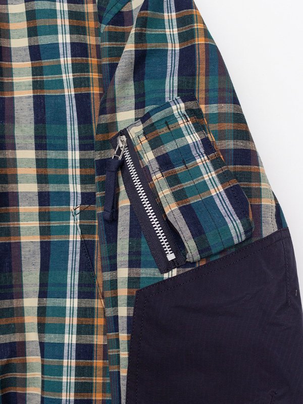 Cotton linen 3 layer check blouson-コットンリネン3レイヤー Cotton linen 3 layer check blouson-コットンリネン3レイヤー